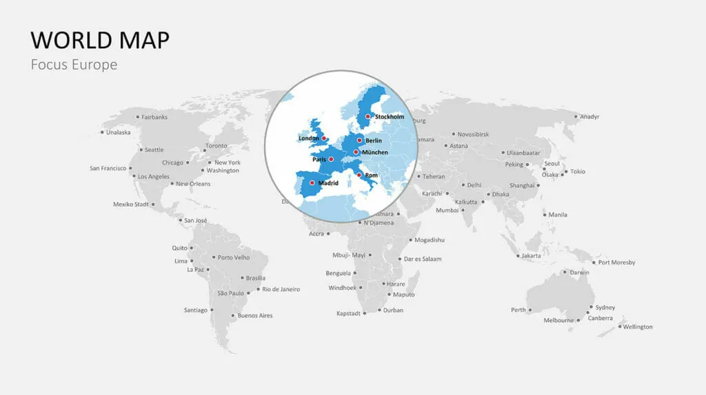 Editable Powerpoint World Map Countries World Map With Four Countries